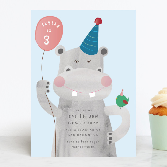 Party Hippo Children's Birthday Party Invitations by Kanika Mathur | Minted
