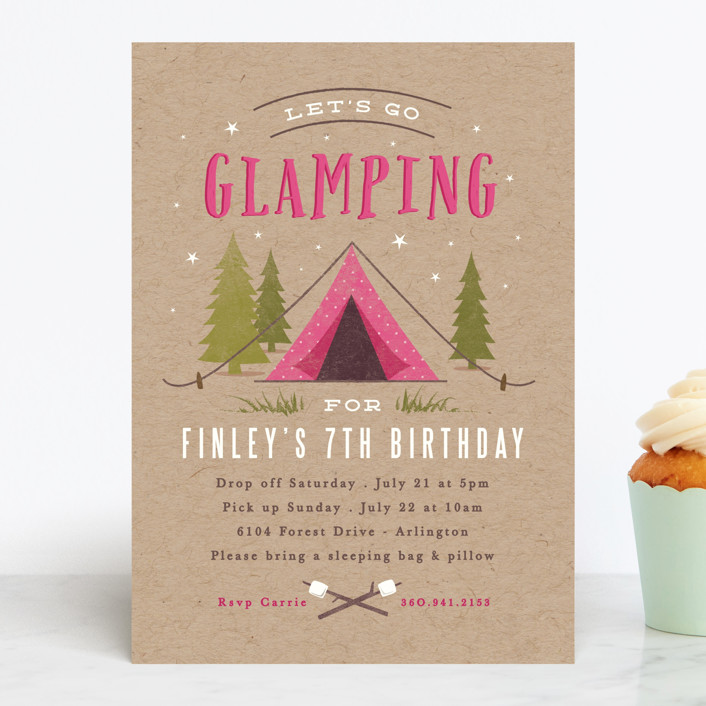 Let's go glamping Children's Birthday Party Invitations by Karidy ...