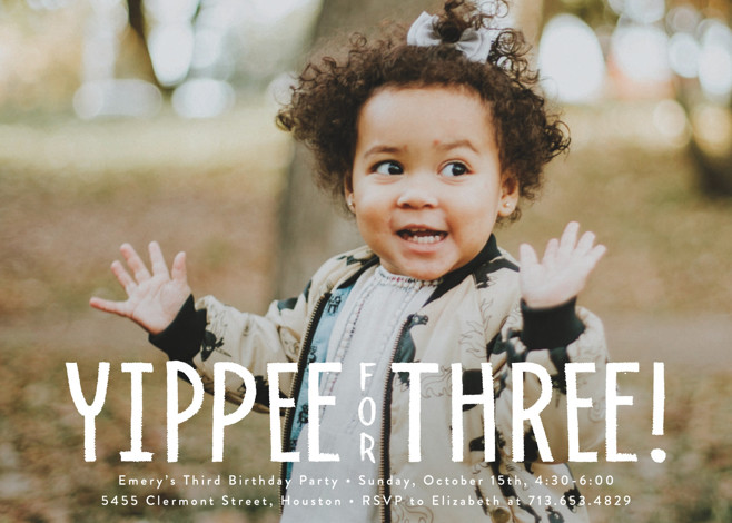 yippee for three! Children's Birthday Party Invitations by Susan Asbill ...