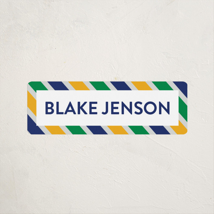 Preppy Stripe Custom Name Labels by Jessica Ogden | Minted