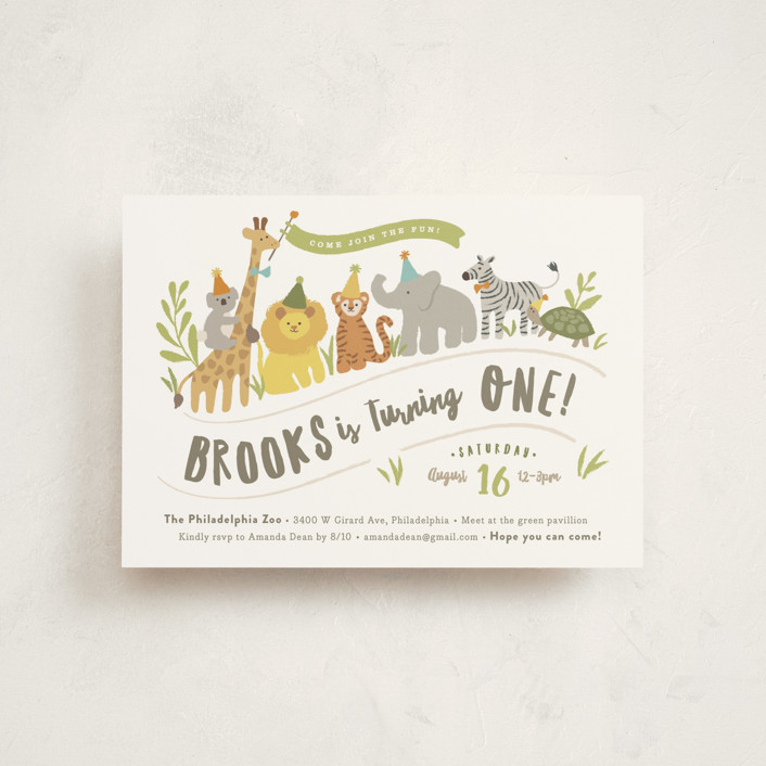 Animals on parade Children's Birthday Party Postcards by Jennifer Wick ...