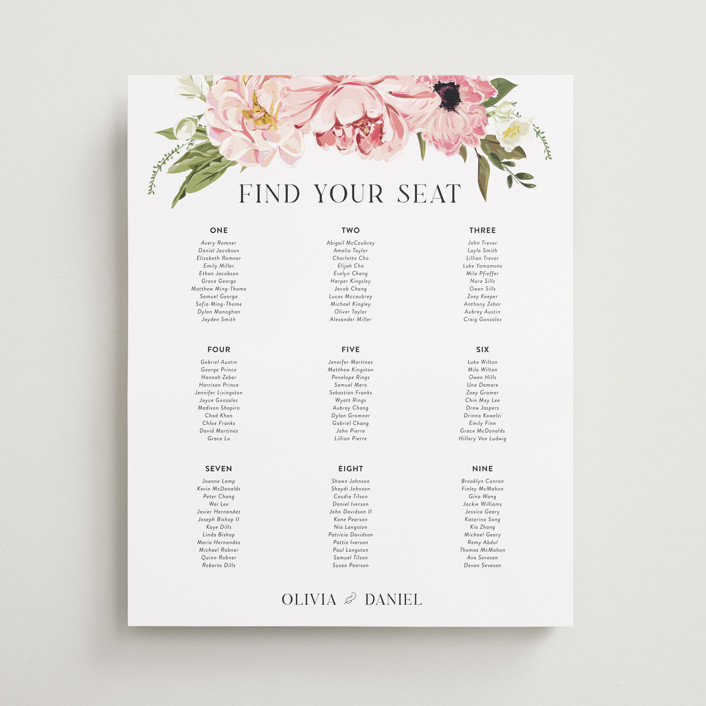 Timeless Blooms Custom Seating Charts by Susan Moyal | Minted