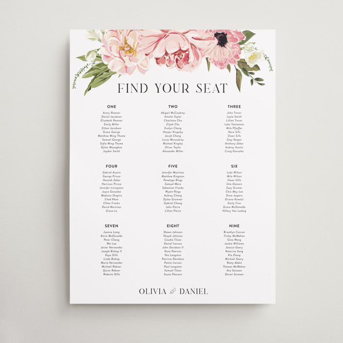 Timeless Blooms Custom Seating Charts by Susan Moyal | Minted