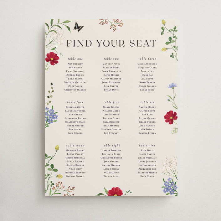 Wild meadow Custom Seating Charts by Sarah Knight | Minted