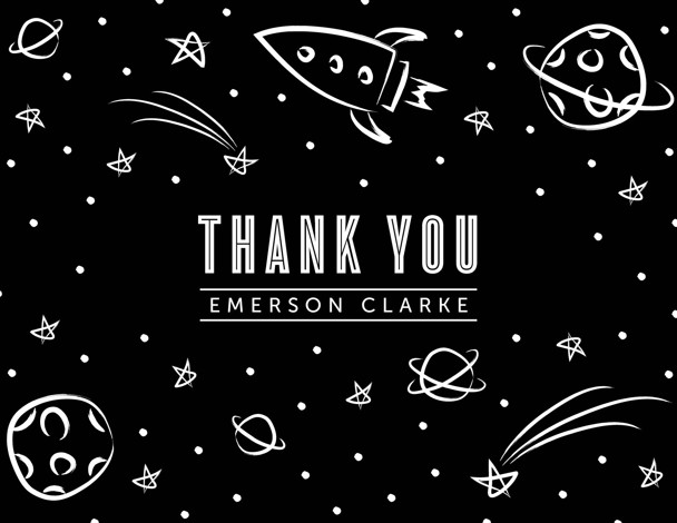 Cosmic Doodles Childrens Birthday Party Thank You Cards by Lehan ...