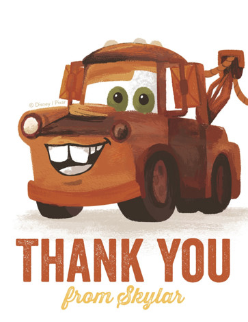 Disney and Pixar's Tow-riffic Mater Childrens Birthday Party Thank You ...