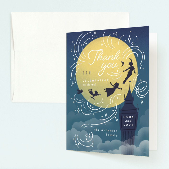 Disney and Pixar's Peter Pan night flying Children's Birthday Party Thank You Cards by Yuliya ...