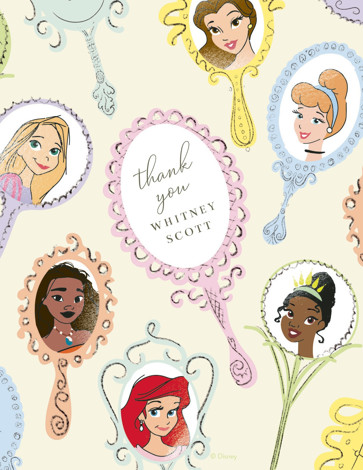 Disney Princess Mirrors Children's Birthday Party Thank You Cards by ...
