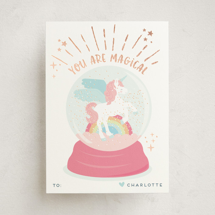 Magic glitter unicorn Foil-Pressed Classroom Valentine's Day Cards by ...