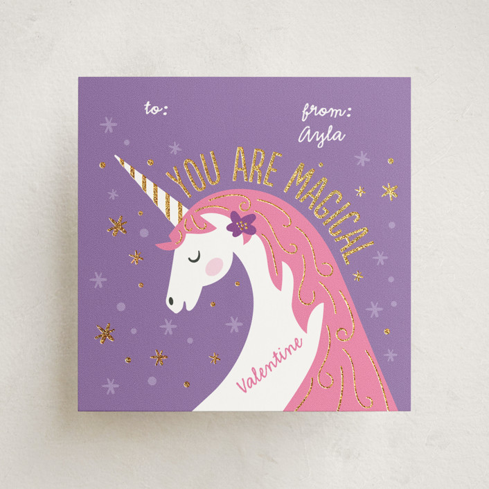 Magical Valentine Foil-Pressed Classroom Valentine's Day Cards by Jana ...