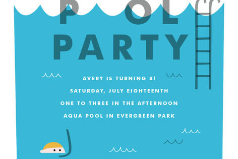Cool Blue Pool Party Children's Birthday Party Onl... | Minted