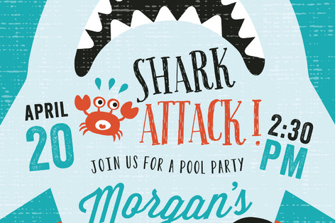 Shark Attack Pool Party Children's Birthday Party ... | Minted