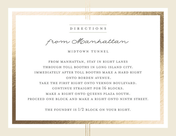 Three Classic Lines Foil-Pressed Direction Cards by fatfatin | Minted
