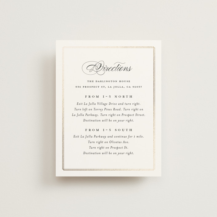 Timeless Foil-Pressed Direction Cards by Erica Krystek | Minted