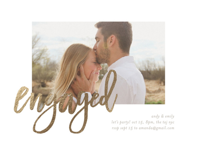 engaged frame Foil-Pressed Engagement Party Invitations by Phrosne Ras ...