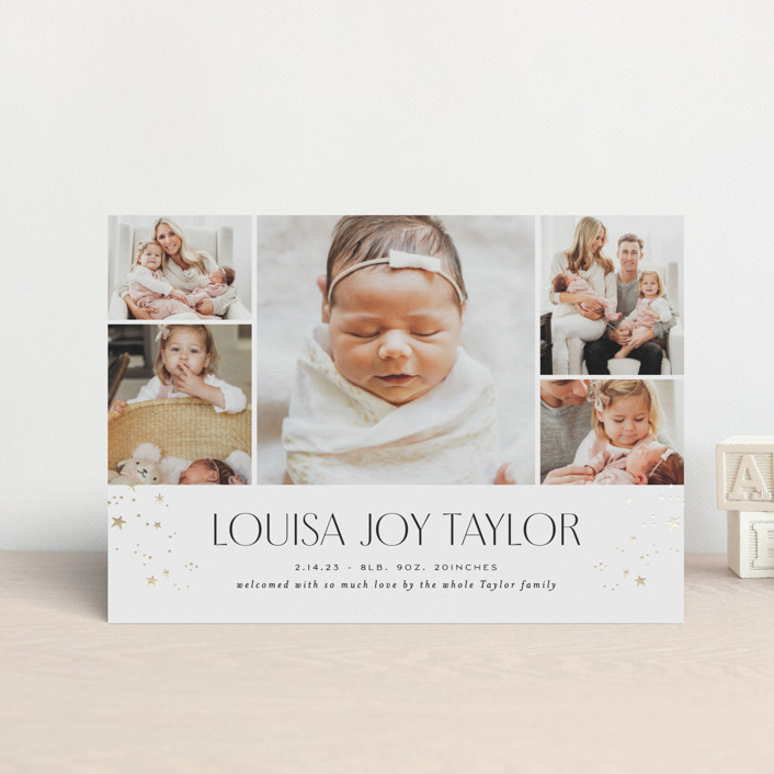 Star Slideshow Foil-Pressed Birth Announcement Postcards by Alethea and ...