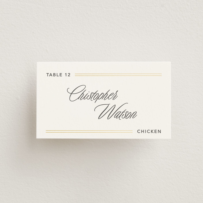 Formal lines Foil-Pressed Place Cards - Chicken by Creo Study | Minted
