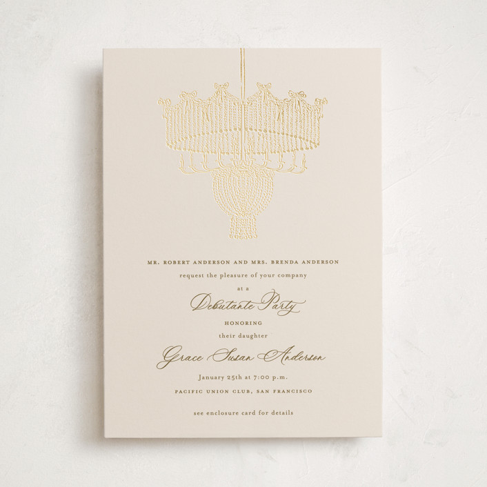 Chandelier Foil-Pressed Debutante Party Invitations by Claudia Orengo ...
