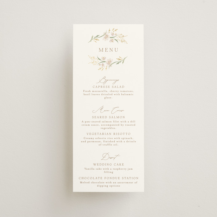 Meadow Foil-Pressed Long Menus by Erin L. Wilson | Minted