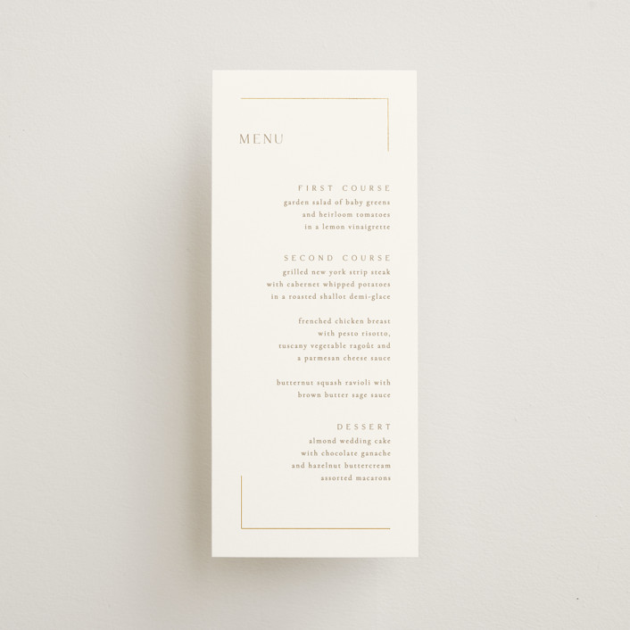 The Gallery Foil-Pressed Long Menus by Kristie Kern | Minted
