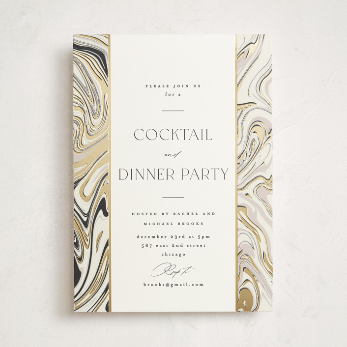 marbled elegance Foil-pressed Party Invitation by Carolyn Nicks | Minted