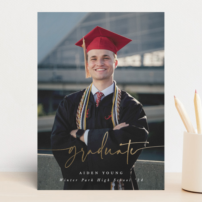 Timeless Grad Foil-Pressed Graduation Announcements by Sara Hicks Malone | Minted