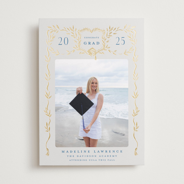Grad Crest Foil-Pressed Graduation Announcements by Petra Kern | Minted