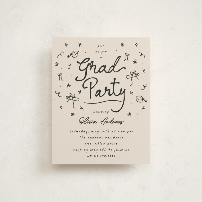 Illustrated Grad Graduation Insert Cards by Ashley Iwafuchi | Minted
