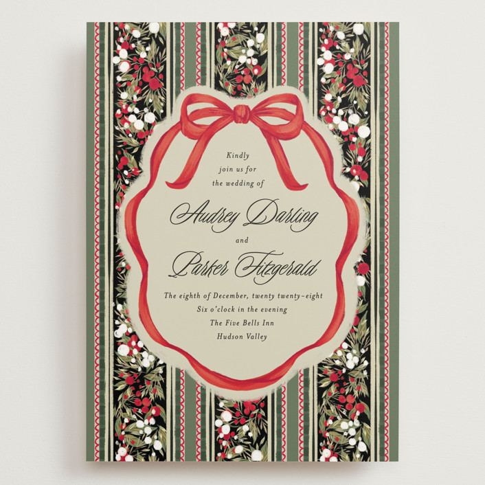 Holiday Ribbon Grand Wedding Invitations by Jackie Crawford | Minted