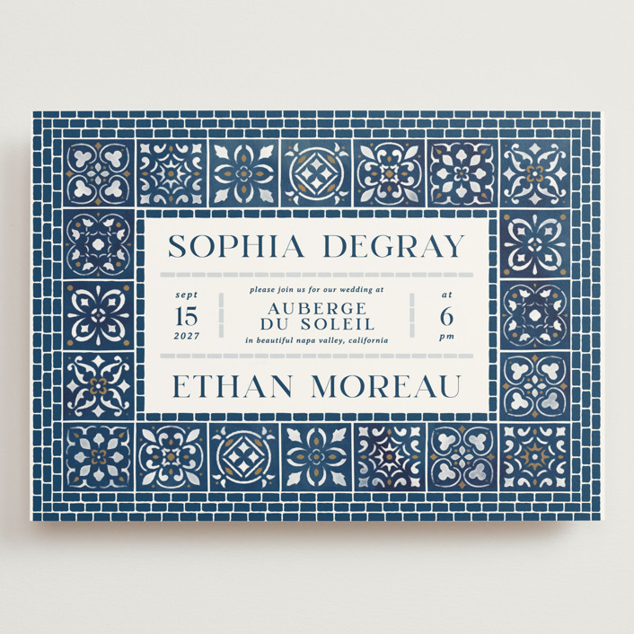 Mediterranean Tiles Grand Wedding Invitations by GeekInk Design | Minted