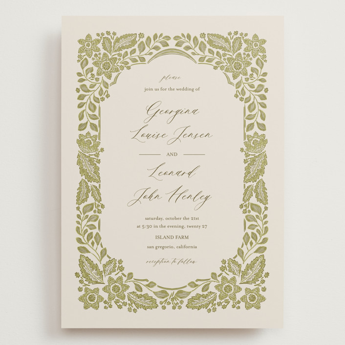 Embroidered Grand Wedding Invitations by Jen Owens | Minted