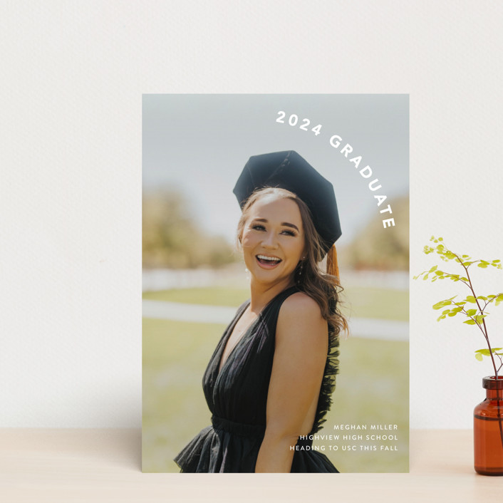 Simple curved edge Petite Graduation Announcements by Cass Loh | Minted