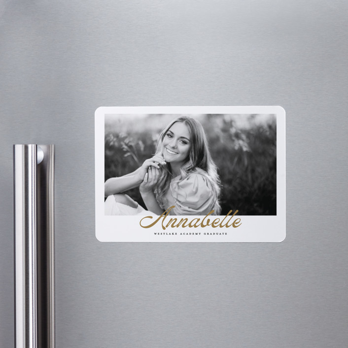 vintage script Graduation Announcement Magnets by Maja Cunningham | Minted