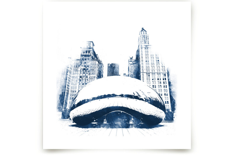 Chicago Bean Fine Art Prints by Paul Berthelot | Minted