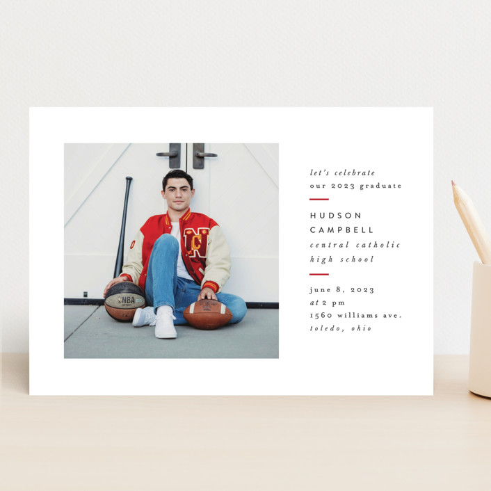 Modern Varsity Graduation Party Invitations by Ally Madison | Minted