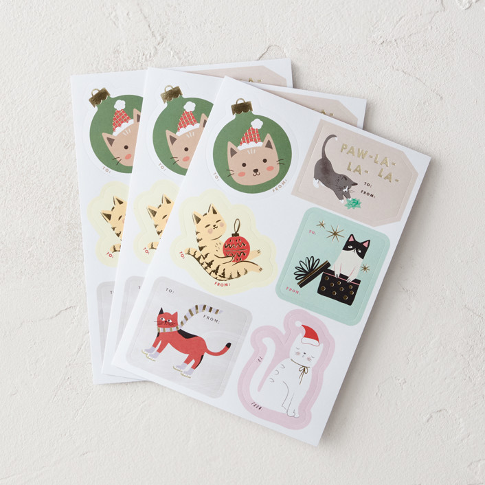 Christmas Cats Gift Stickers by Multiple Artists | Minted