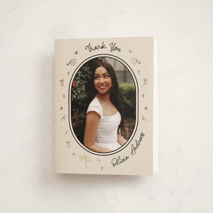 Illustrated Grad Foil-Pressed Graduation Thank You Cards by Ashley ...
