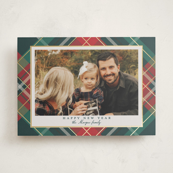 Fancy Plaid Foil-Pressed Holiday Cards by Petra Kern | Minted