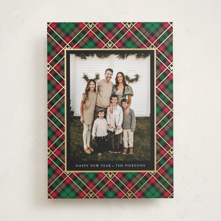 Disney Tartan Plaid Foil-Pressed Holiday Cards by Erin Deegan | Minted