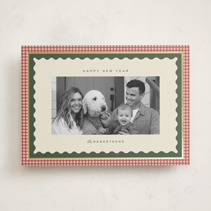 gingham layers Foil-Pressed Holiday Cards by Ellen Schlegelmilch | Minted
