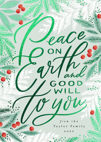 Goodwill to you Foil-Pressed Holiday Cards by Alethea and Ruth | Minted