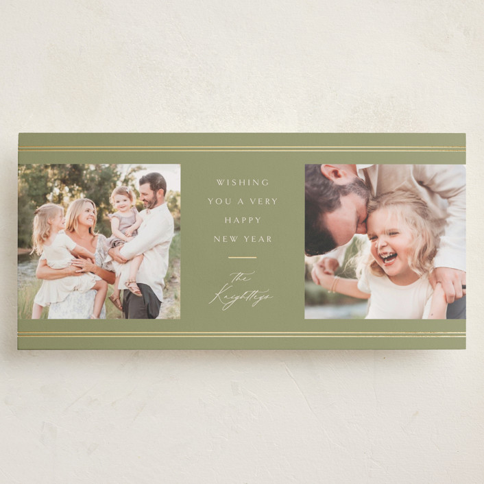 Double Bands Foil-Pressed Tall Holiday Cards by Melanie Kosuge | Minted