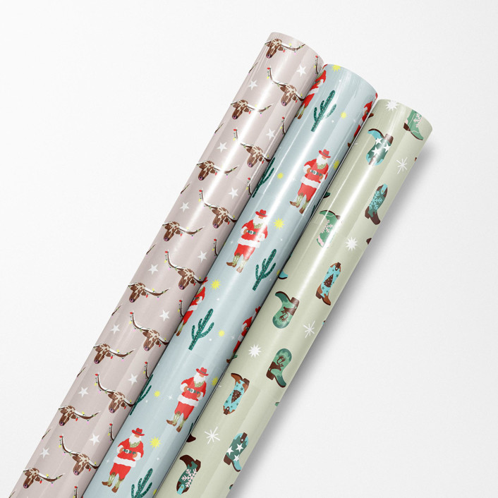 Western Christmas Wrapping Paper Set Holiday Gift Wrap by tara berg ...