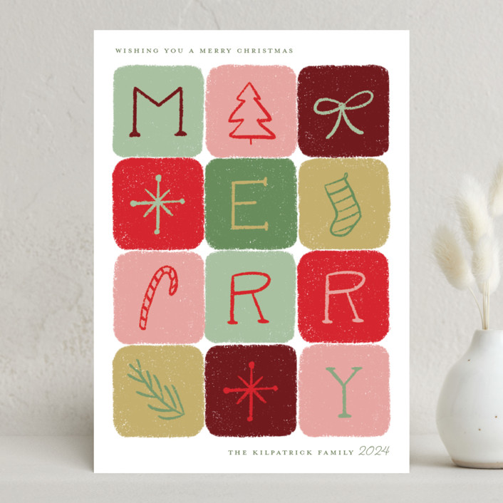 Merry Colorblock Holiday Cards by Kat Roberts | Minted
