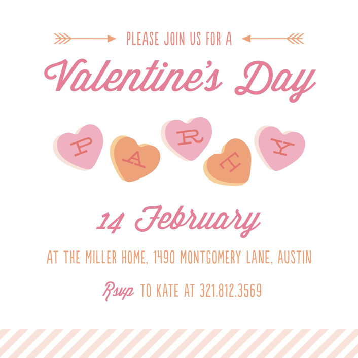 Conversation Heart Valentine Holiday Party Invitations by Sarah Curry ...