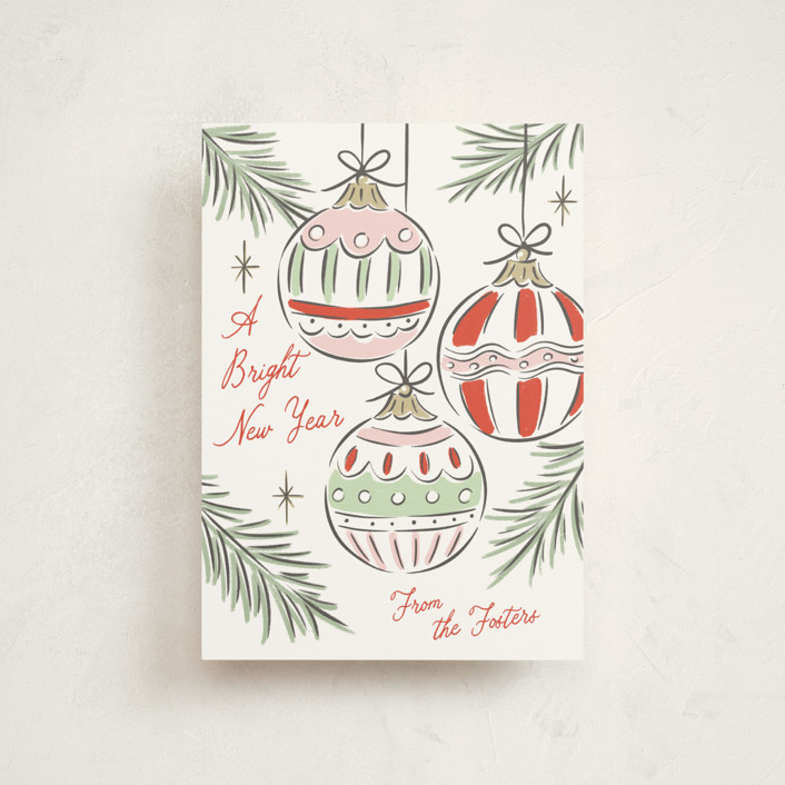 Bright Ornaments Holiday Postcards by Erin German | Minted