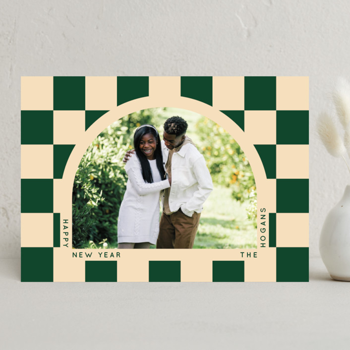 Checkered Arch Holiday Photo Cards by Baumbirdy | Minted