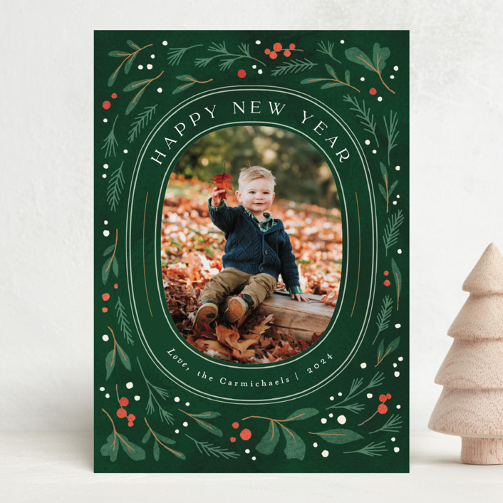Pressed Pine Holiday Photo Cards by Jennifer Wick | Minted