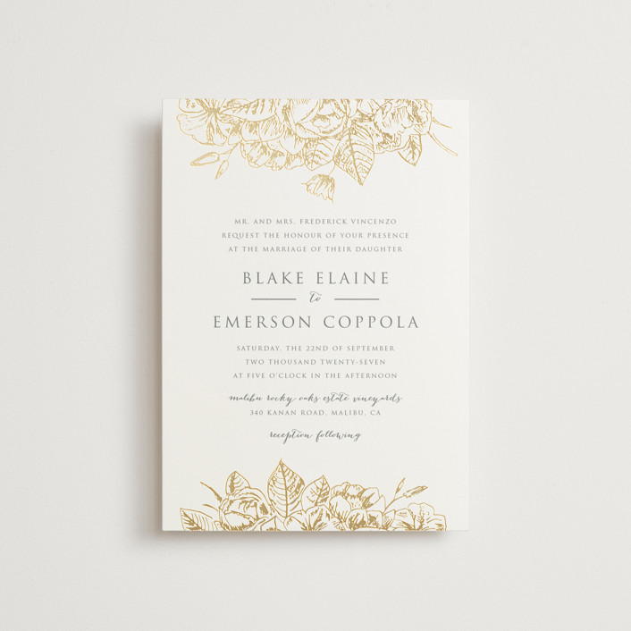 Gilded Wildflowers Foil-Pressed Petite Wedding Invitations by Rochelle ...
