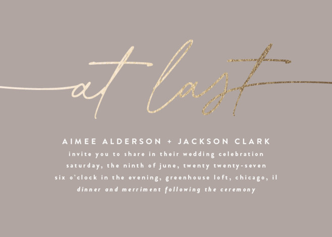 At Last Foil-Pressed Wedding Invitations by Susan Asbill | Minted